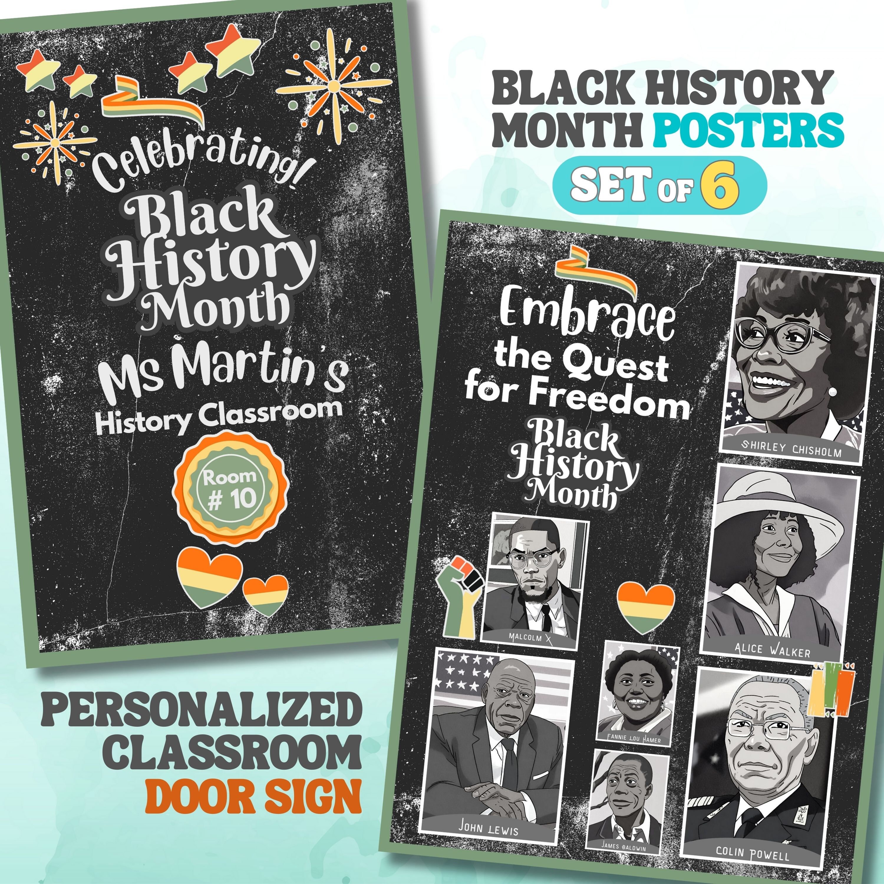 Personalized Door Sign, Black History Month Bulletin Board, BLM Art ...