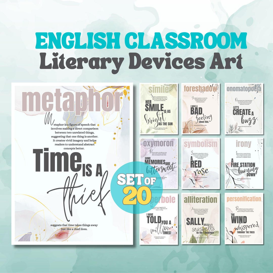 Literary Devices Poster Bundle: Boho English Classroom Decor (digital ...