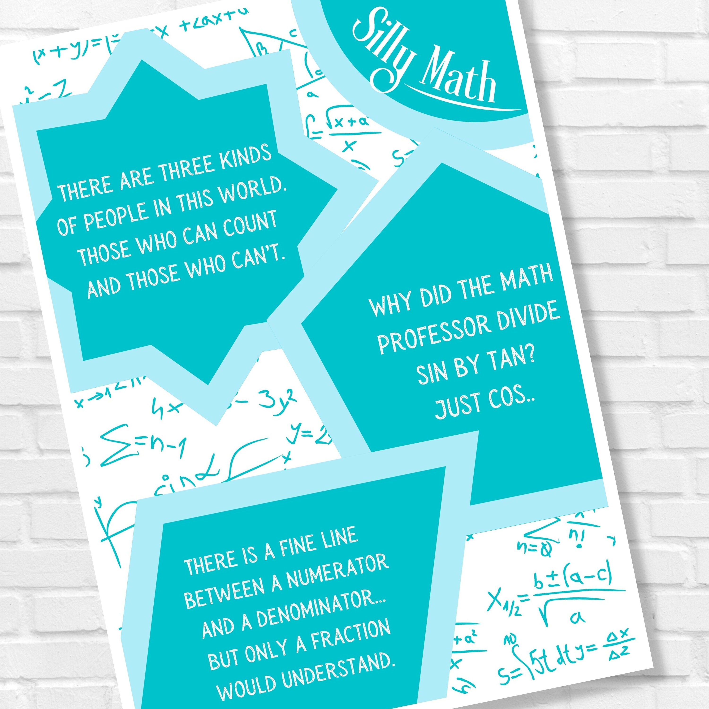 Silly Math Posters Bundle Math Teacher Svg Middle High - Etsy