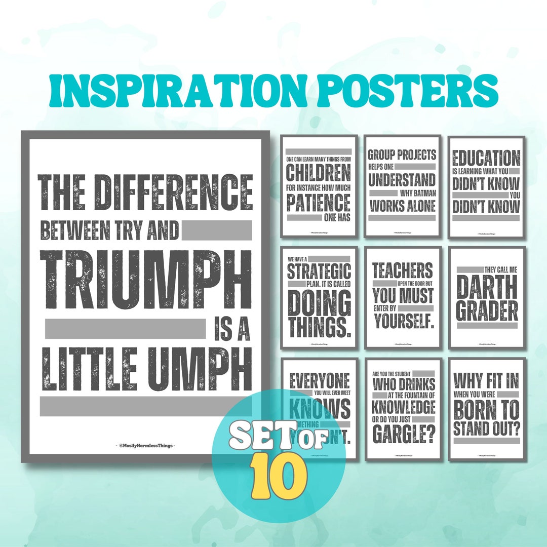 Inspirational Quotes Posters Bundle, School Counselor Office Room Decor ...