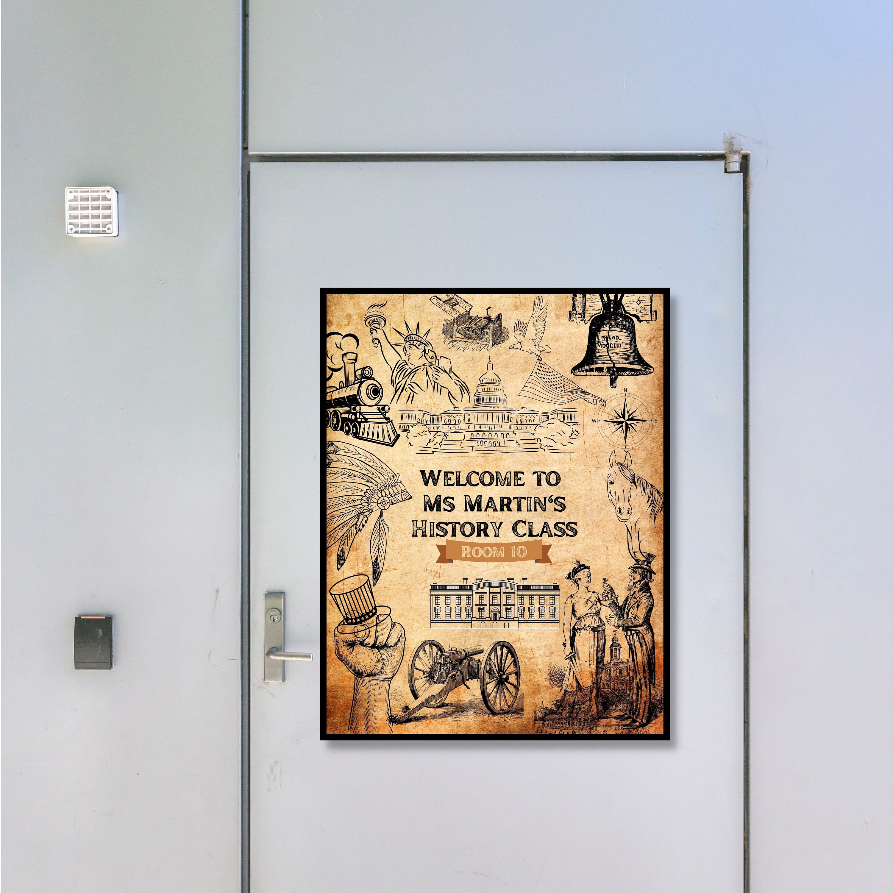 Personalized History Classroom Door Sign, Back to School Sign Download ...