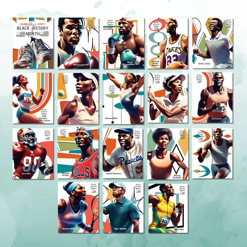 Black History Month PNG PE Gym Sports Decor, BLM Posters Bundle, Sports ...