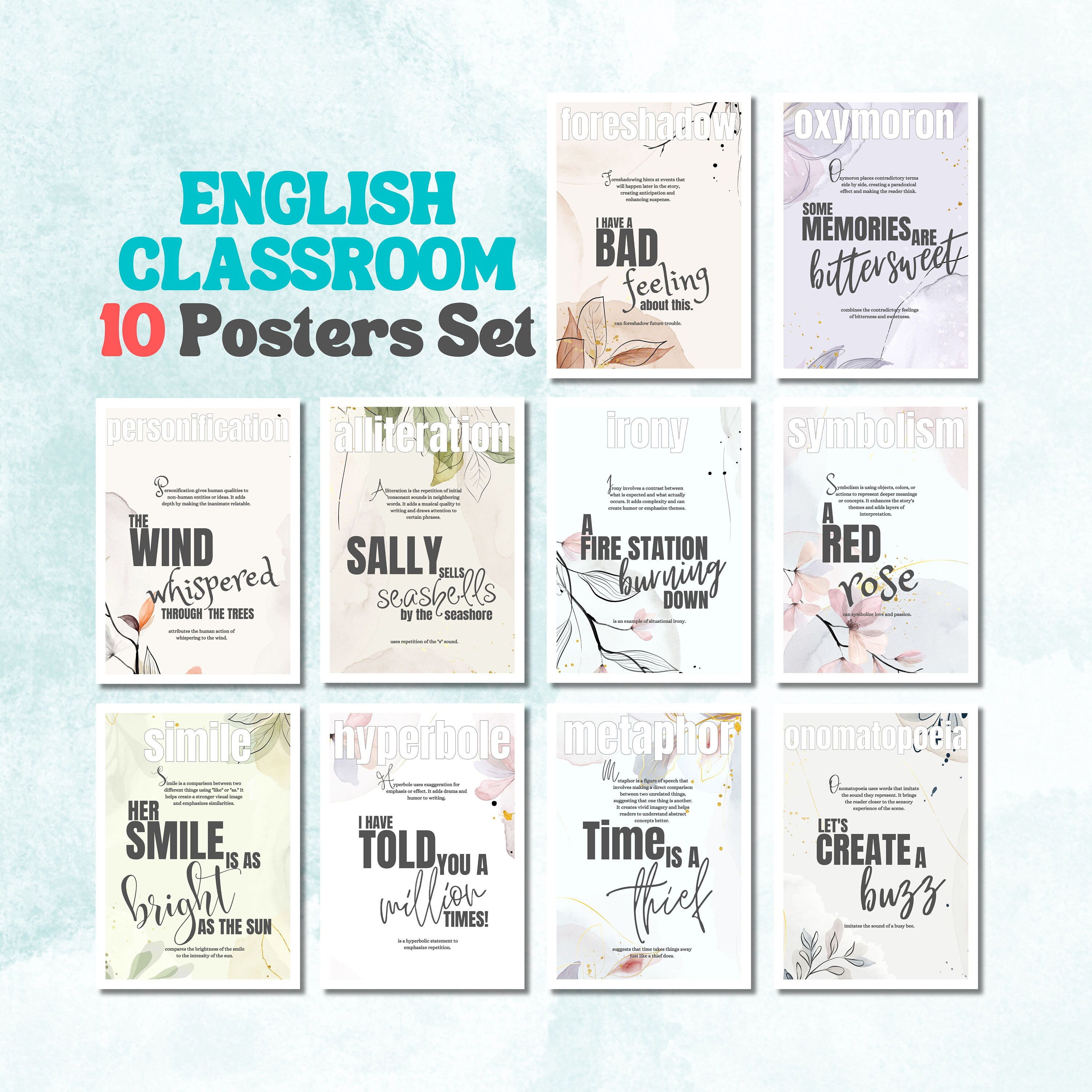 Literary Devices Poster Bundle English Classroom Decor Set - Etsy