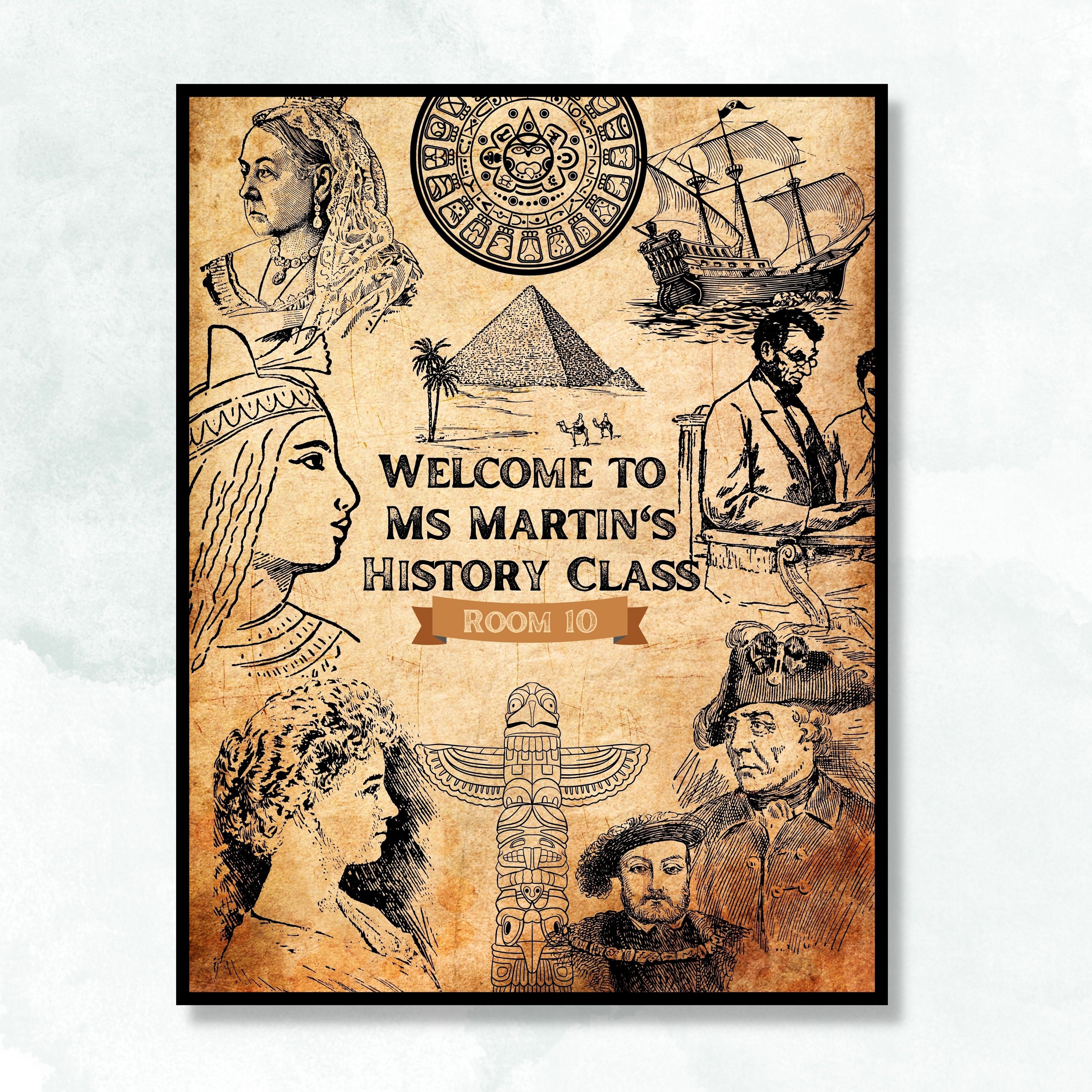 Personalized History Classroom Door Sign, Back to School Sign Download ...