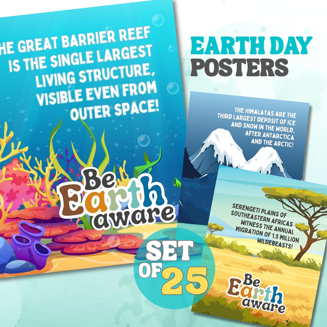 Earth Day Posters Bundle, Geography Science Teacher Gifts, Earth Day ...