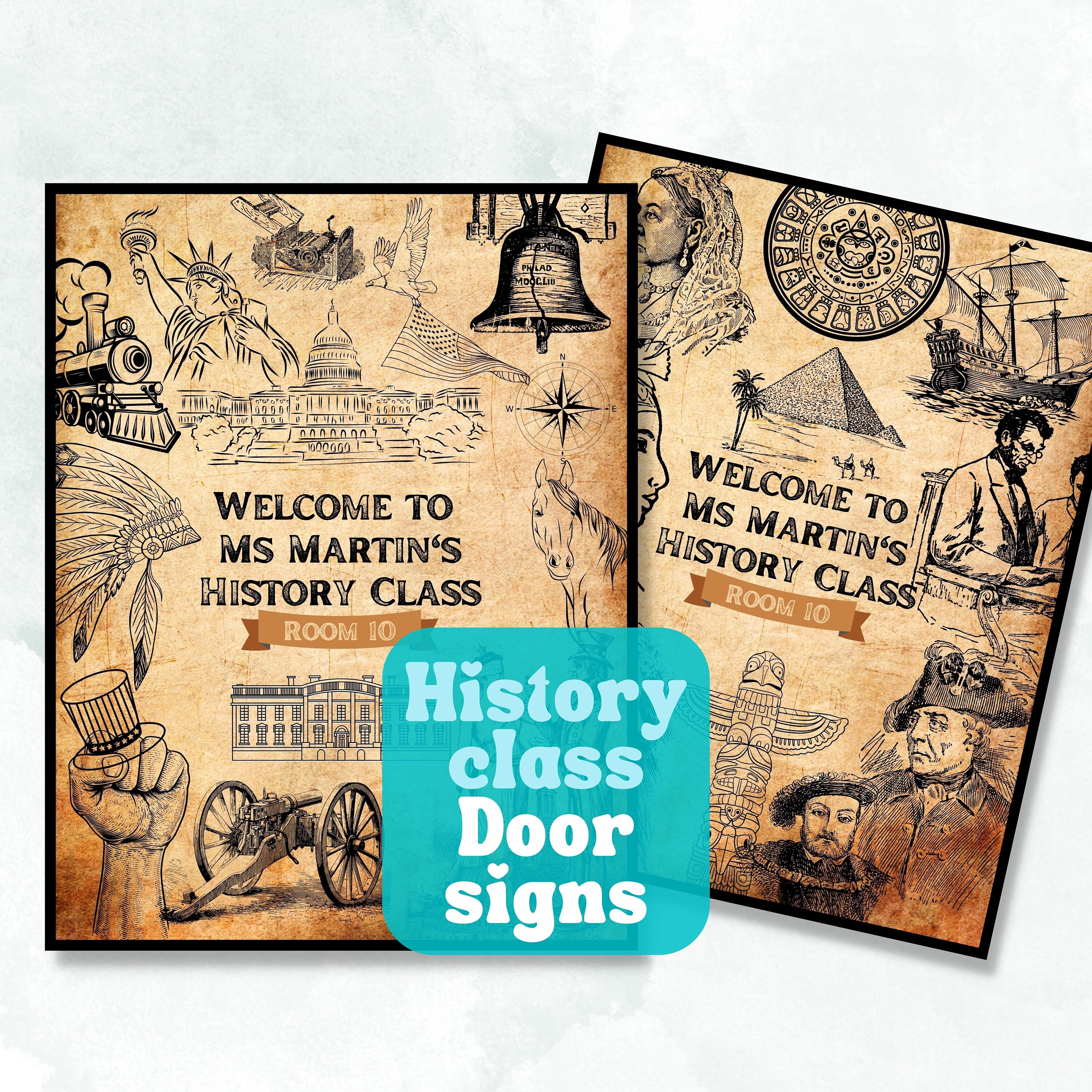 Personalized History Classroom Door Sign, Back to School Decor (digital ...