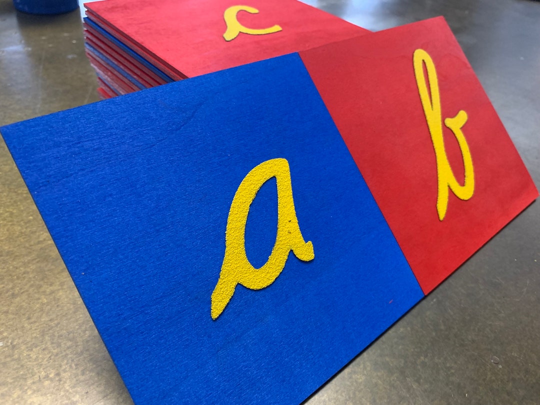 Montessori Style Wood Sandpaper Letters, Lowercase Cursive Alphabets ...