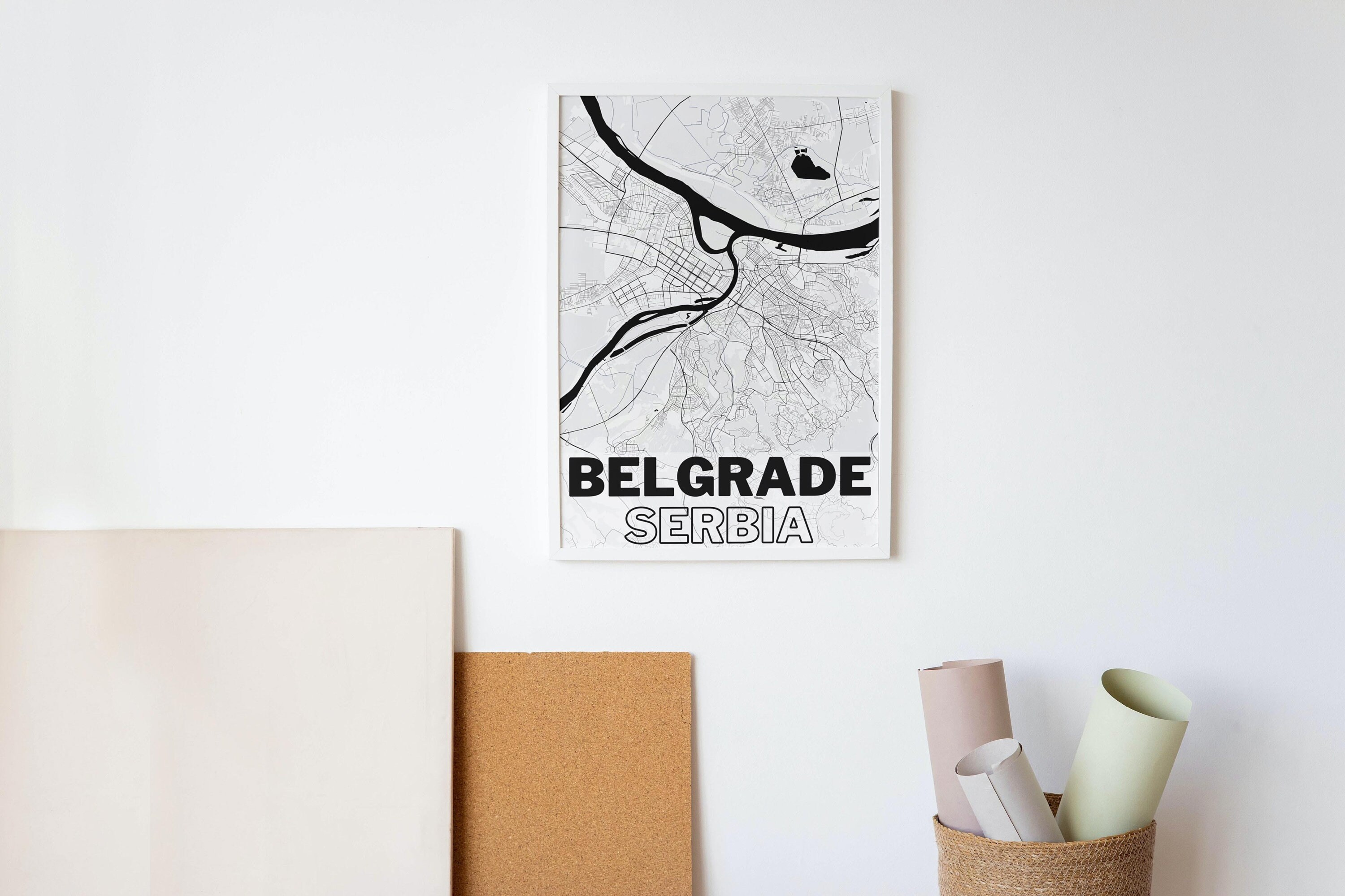 BELGRADE City Map Digital Download Black and White Print Poster Wall ...