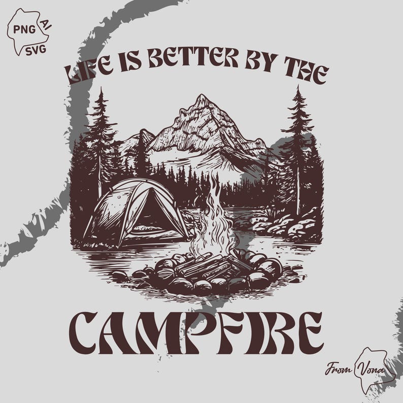 Campfire Design for Print - SVG,PNG and AI Digital Download File - Etsy