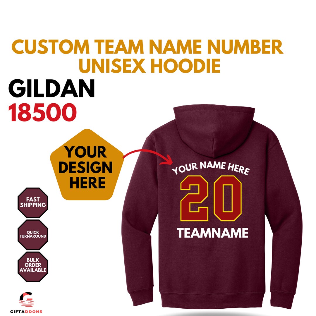 Custom Team Hoodiepersonalized Number Pulloveradd Your Name - Etsy