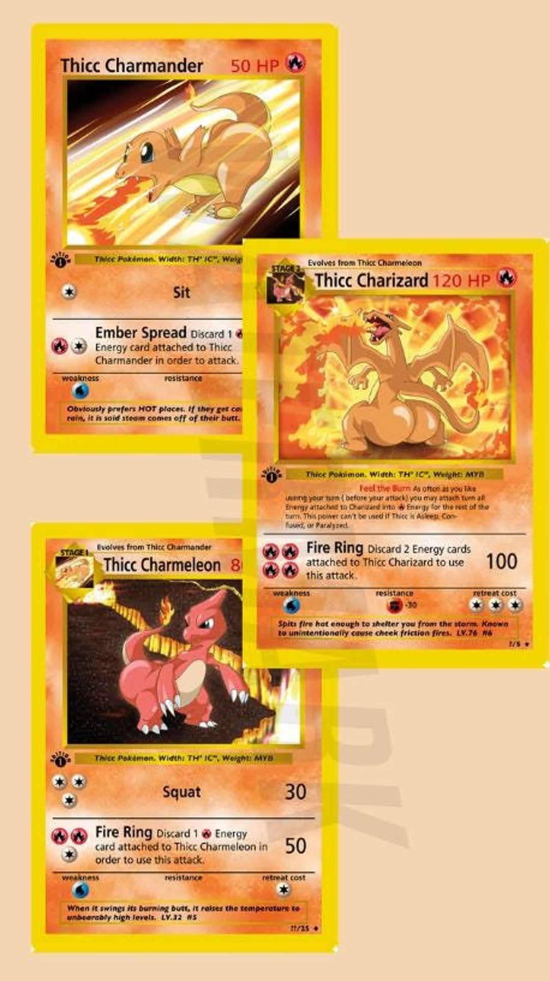 THICC Charizard and THICC Charmander and THICC Charmeleon digital Files ...