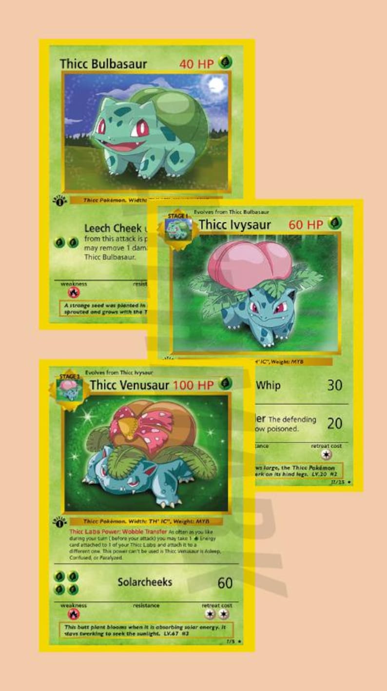 THICC Bulbasaur and THICC Ivysaur and THICC Venasaur (digital Files) - Etsy