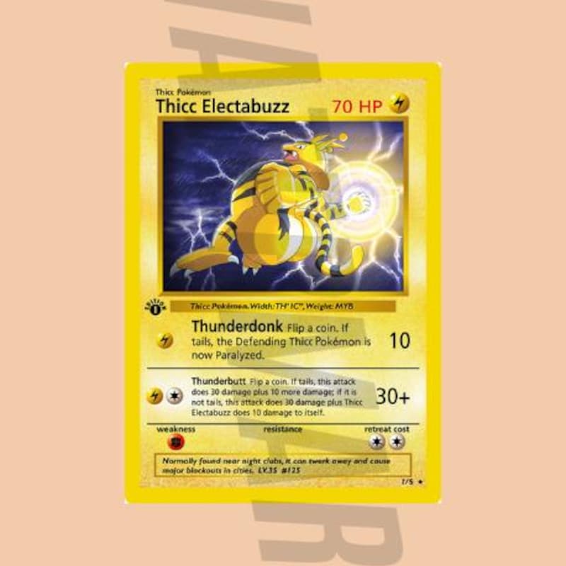 Thick Pikachu Card - Etsy
