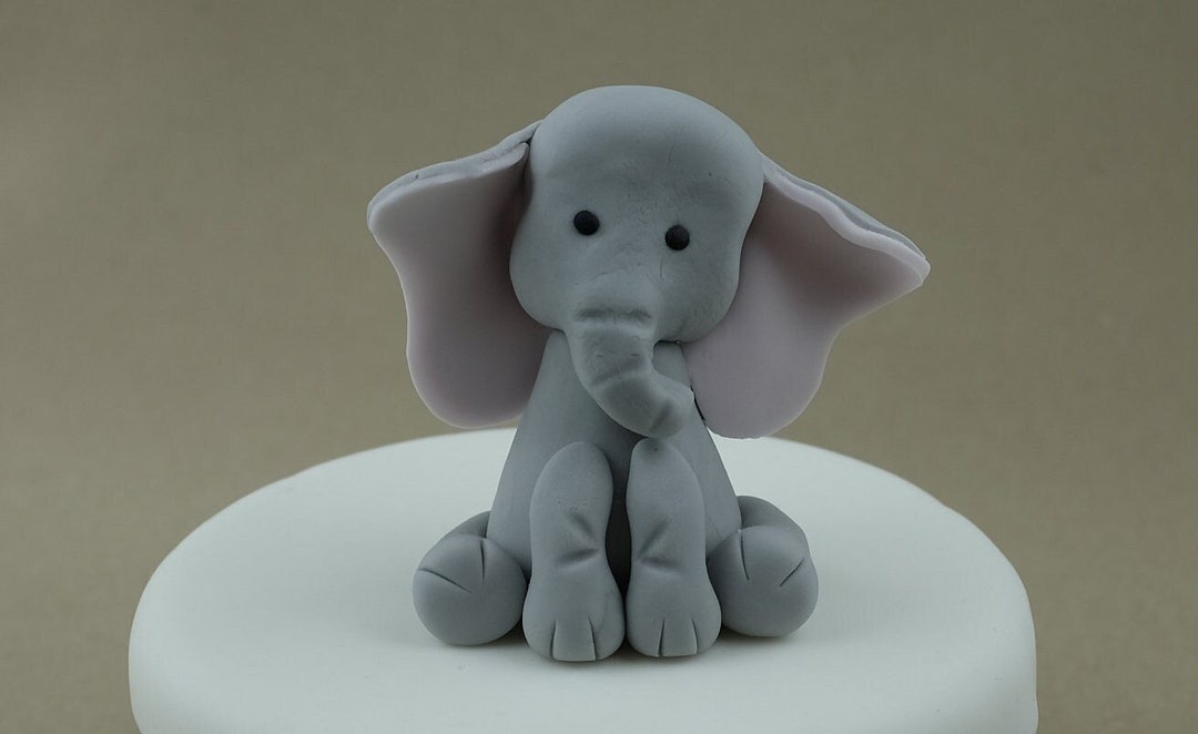 Fondant Elephant Cake Topper Safari Cake Topper Elephant Birthday Party ...