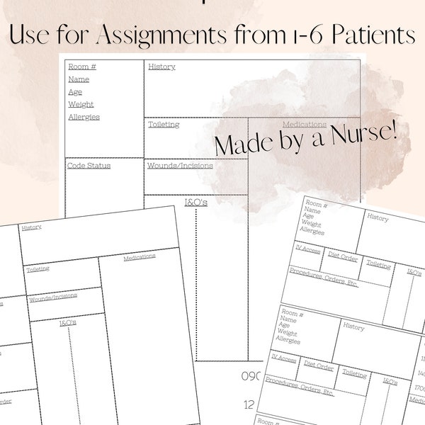 Rn Assignment Sheet - Etsy
