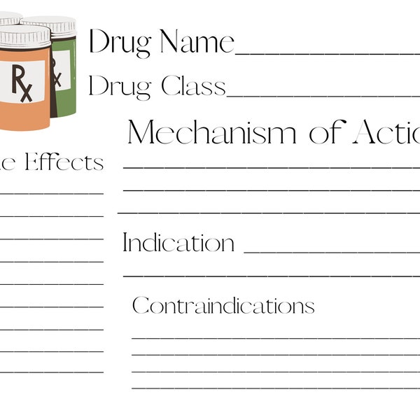 Pharmacology Flash Cards - Etsy