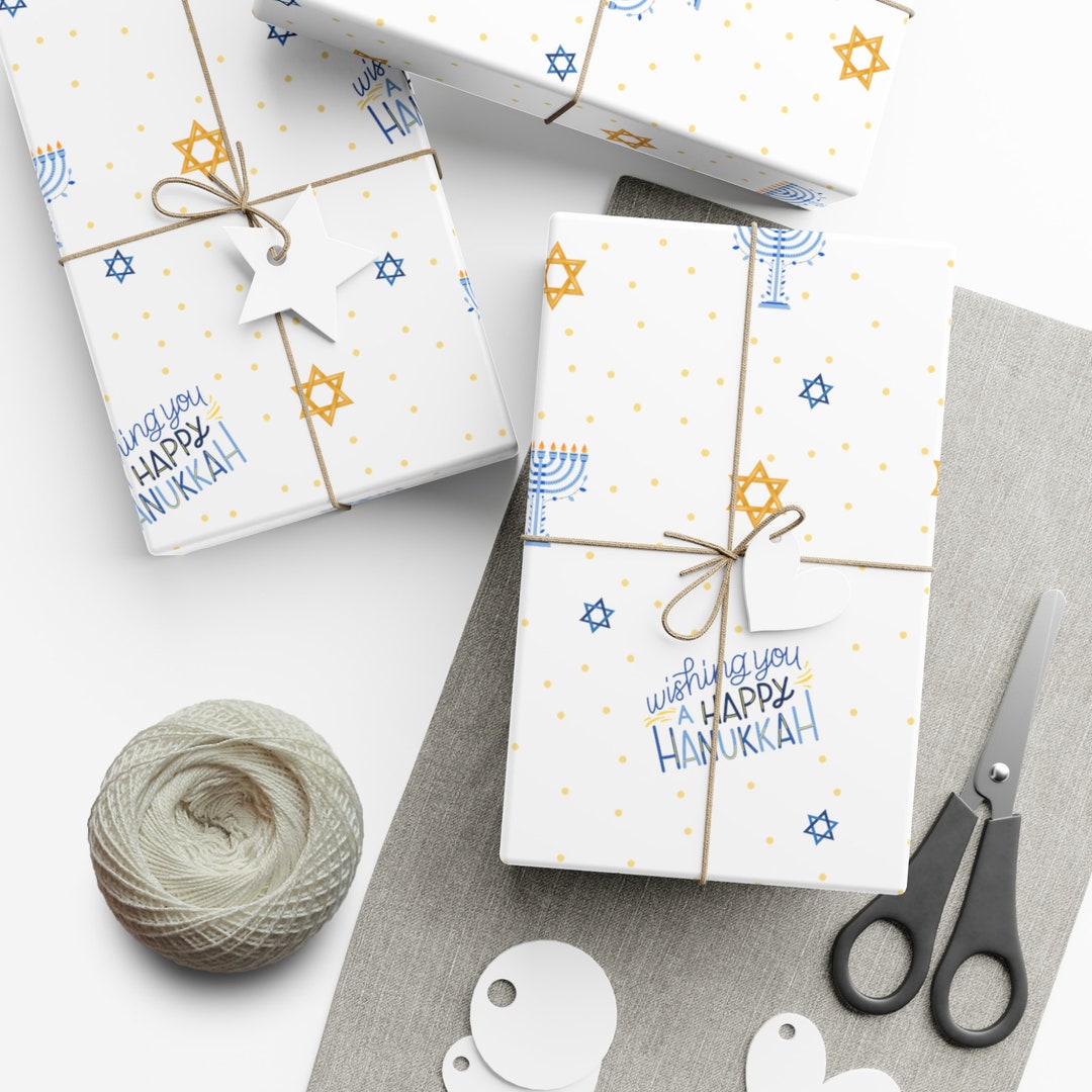 Wishing You a Happy Hanukkah Gift Wrap, Chanukah Gift Wrapping Paper ...