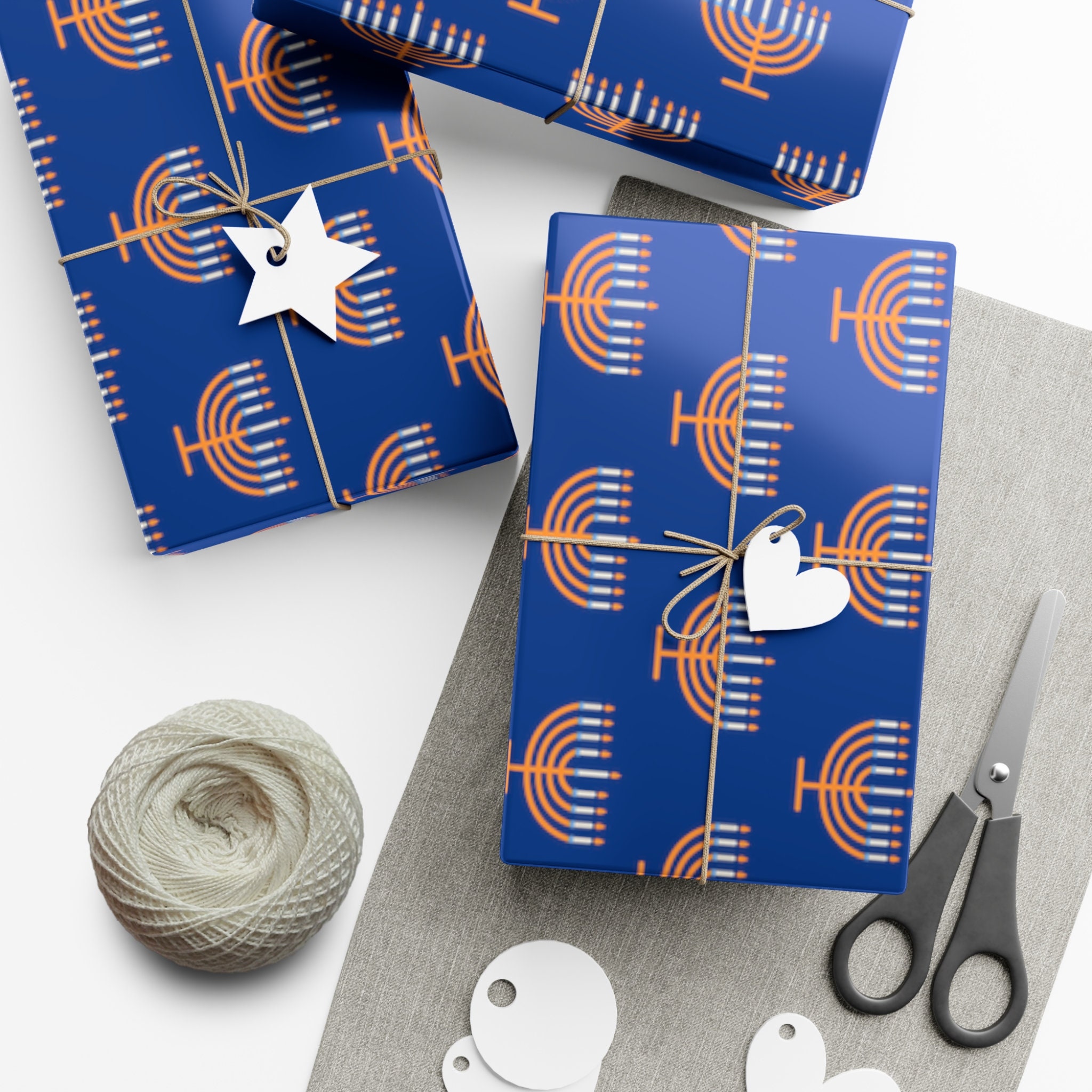 Menorah Hanukkah Gift Wrap, Chanukah Gift Wrapping Paper, Menorah Gift ...