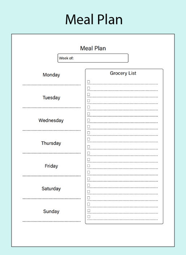To Do Lists Meal Planning Digital Download - Etsy