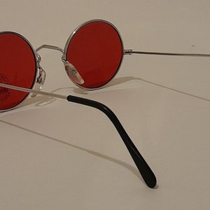 True Vintage John Lennon Style Sunglasses Round Red Silver Teashades ...