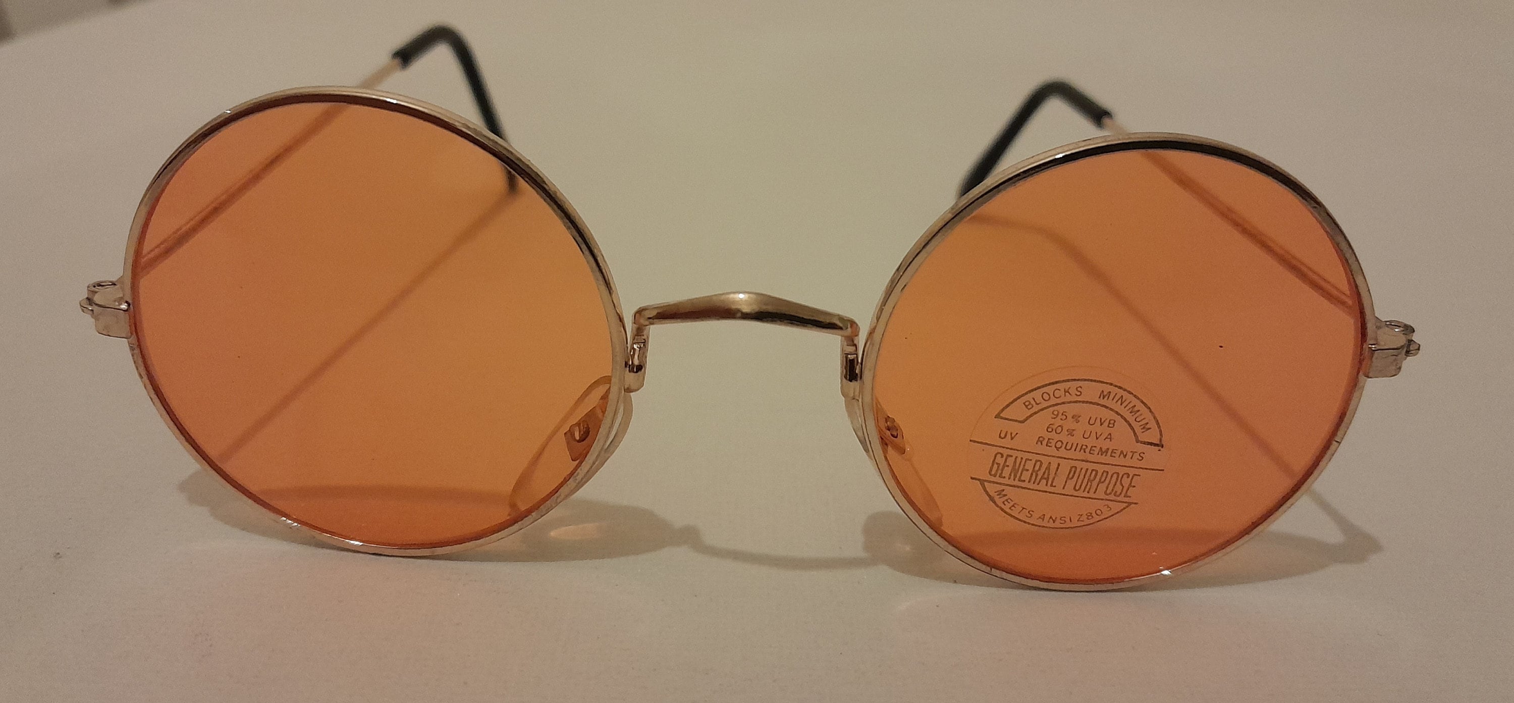 True Vintage John Lennon Style Sunglasses Round Yellow Orange Gold ...