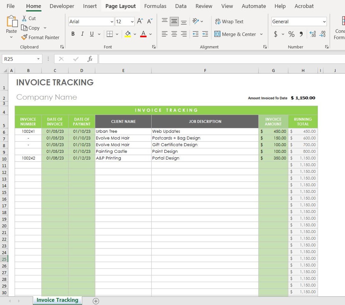 Invoice Excel Template for Small Business Excel Template for Billing ...