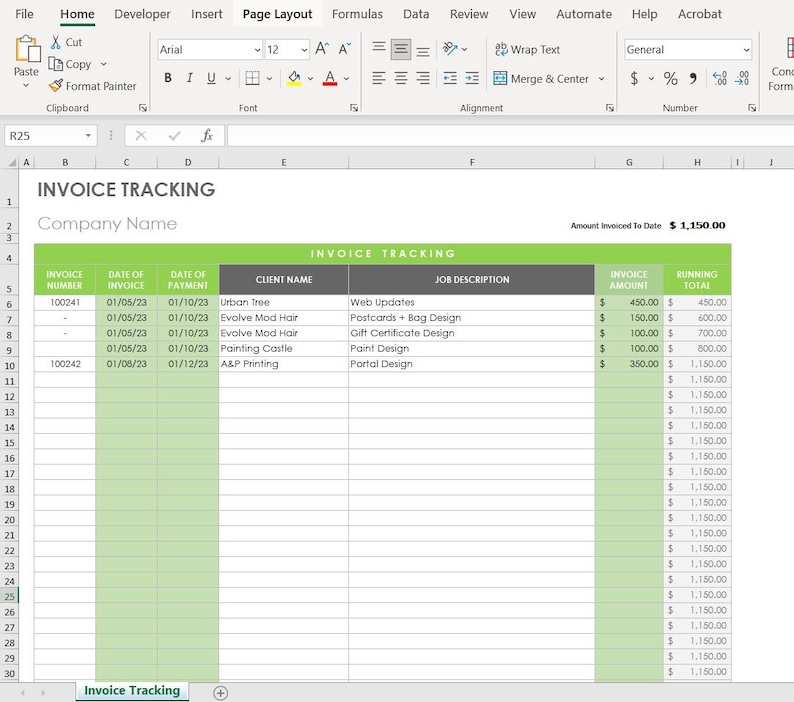 Invoice Excel Template for Small Business Excel Template for Billing ...