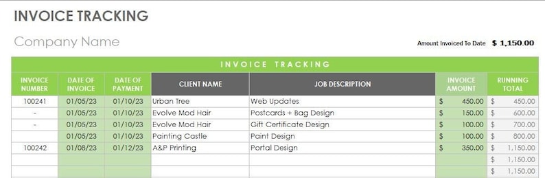 Invoice Excel Template for Small Business Excel Template for Billing ...
