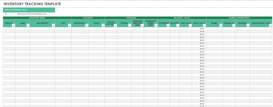 Inventory Excel Sheet for Organization and Inventory Tracking ...