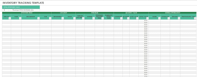 Inventory Excel Sheet for Organization and Inventory Tracking ...