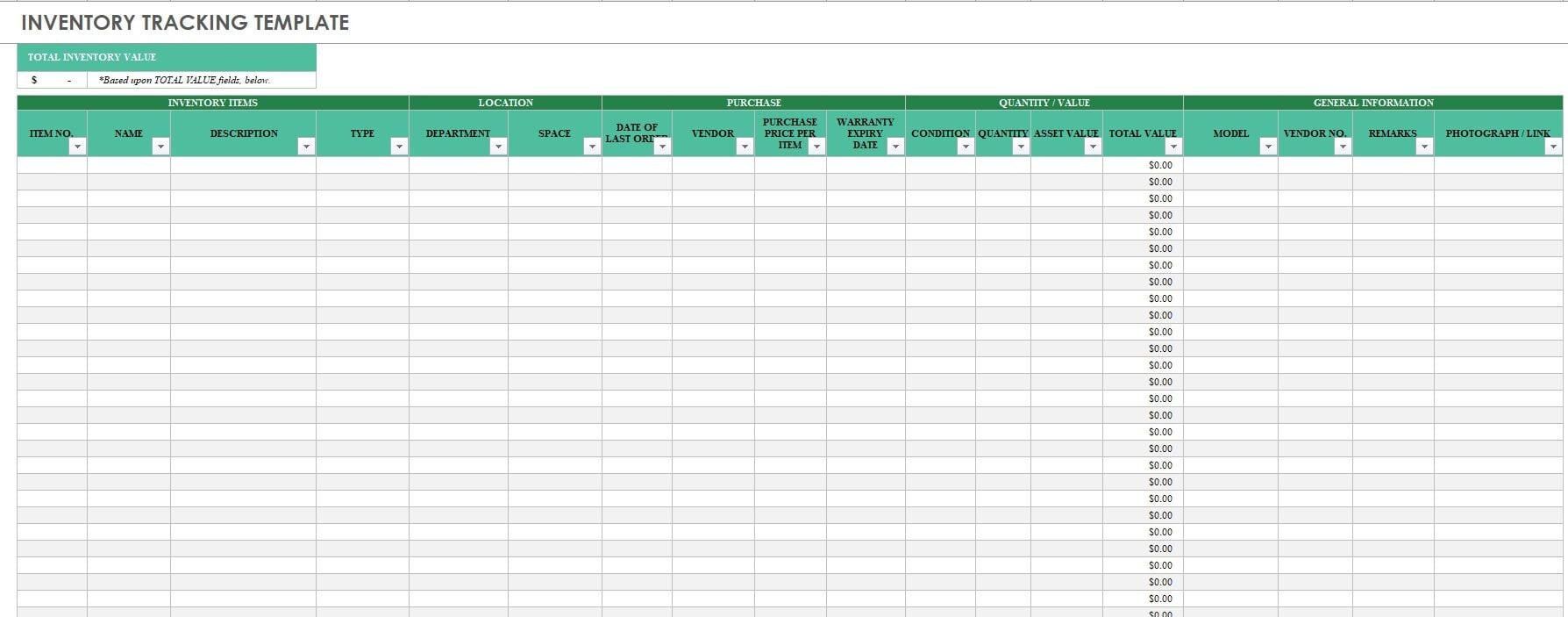 Inventory Control Excel Template Free Download