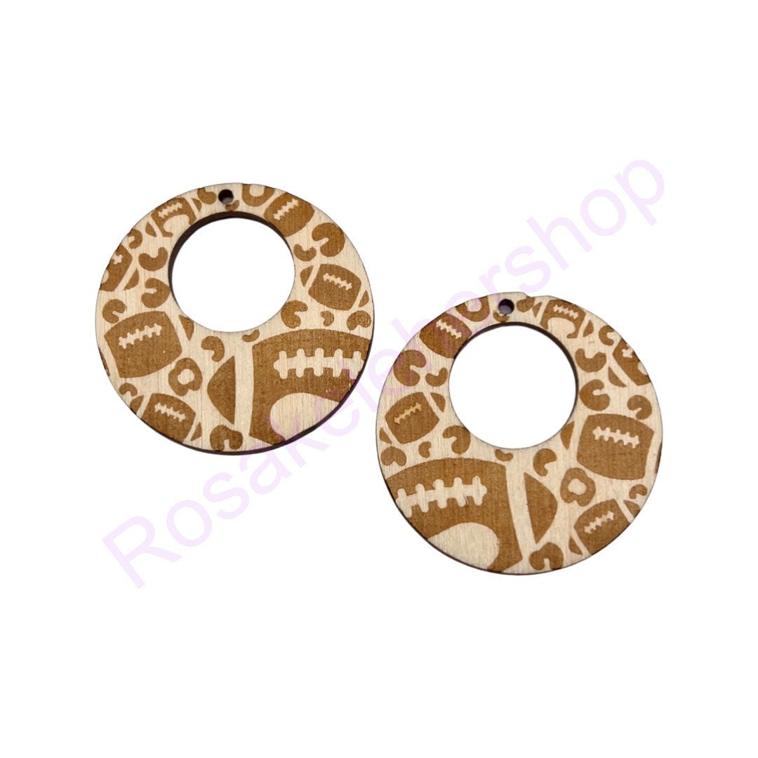 Football Round Wood Earring Blanks, Wood Cutouts, Handmade Earring ...