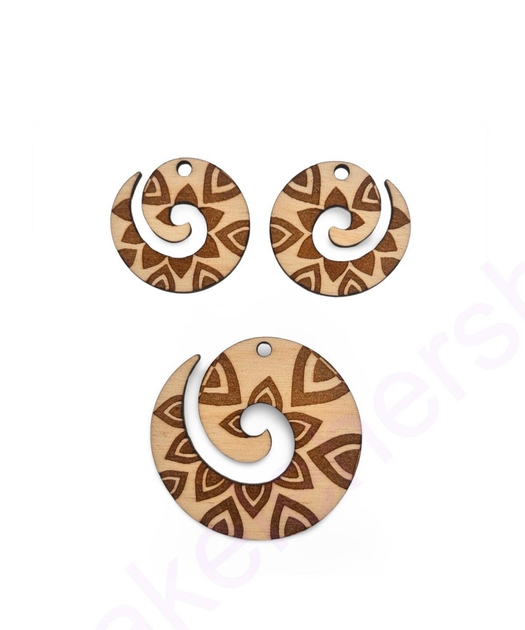 KORU Fern or Wave Wood Earring Blanks and Pendant, Wood Cutouts ...