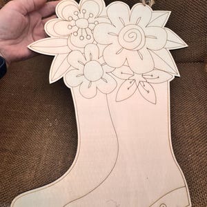 Spring-summer Rain-garden Boots With Flowers Hanger Unfinished Wood ...