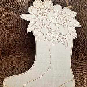 Spring-summer Rain-garden Boots With Flowers Hanger Unfinished Wood ...