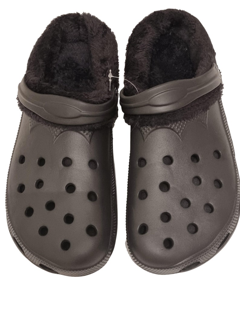Fur Lined Clogs Winter Furry Mules Black Shoes Slippers Slip On Adults Comfy Clogs Insoles