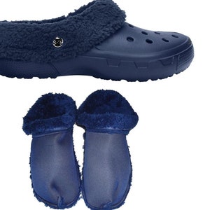 Insoles for Crocs Clogs Replacement Navy Blue Fur Insert Lining Shoe ...