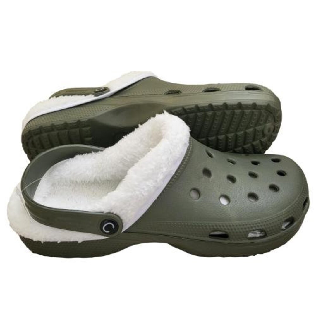 Clogs Shoes Fur Lined Green With White Furry Insoles Lightweight ...