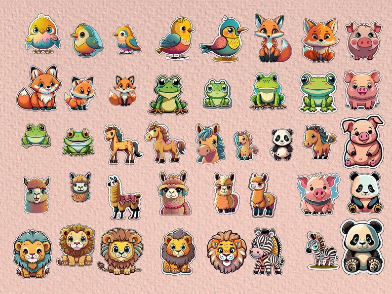 Cute Animal SVG PNG Bundle 40 Cute Animal Cut Files Pandas, Horses ...