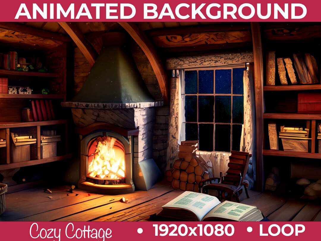 Animated Cozy Cottage With Rainy Window and Fireplace Animated ...