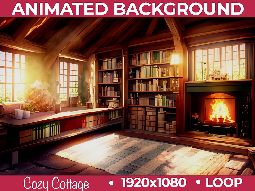 Cozy Cottage Animated Background Fireplace Animation Warm Retreat Full ...