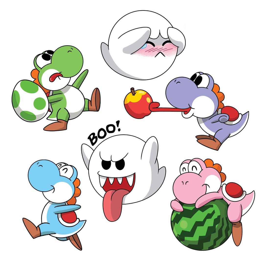 Adorable Mario Bros Yoshi and Boo 3-inch Stickers - Etsy