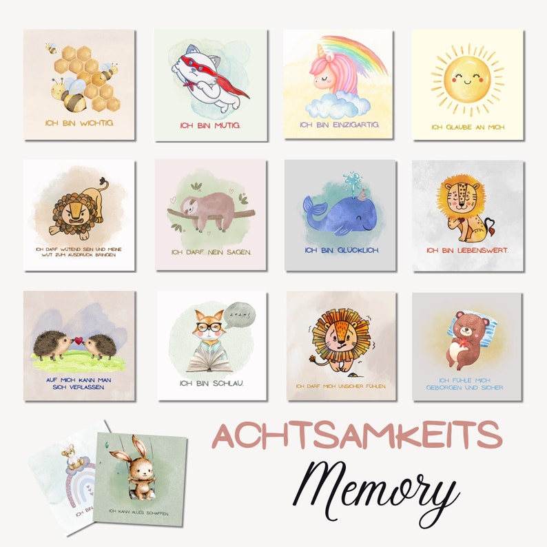Mindfulness Memory Game, Affirmations for Children, Memory, Memory Game ...