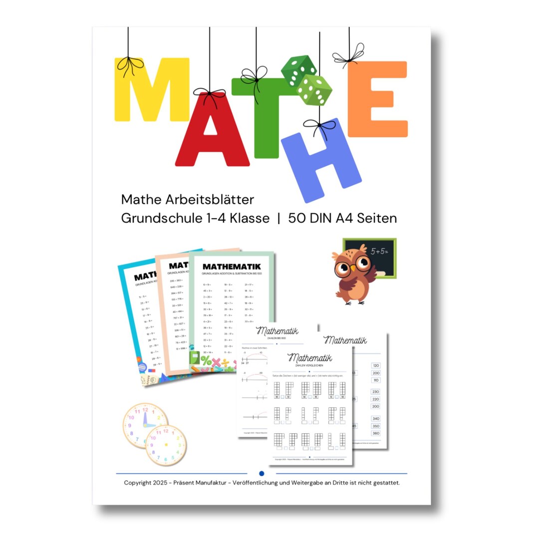 50 PDF Math Worksheets for Grades 1 to 4 to Print, Math Problems ...