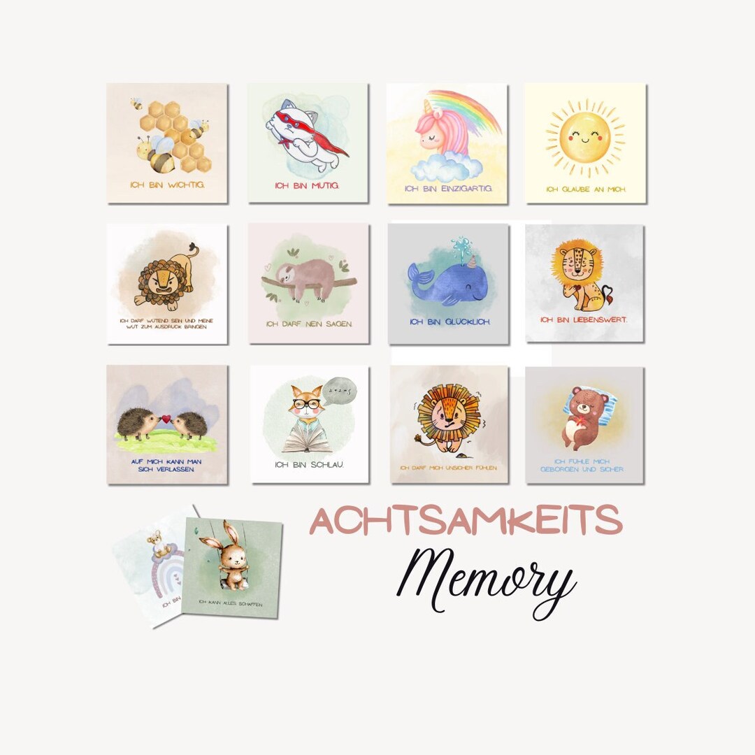 Mindfulness Memory Game, Affirmations for Children, Memory, Memory Game ...