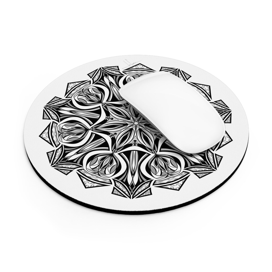 Cute Circular Mouse Pad With Hand Drawn Graphic on White Office Decor ...
