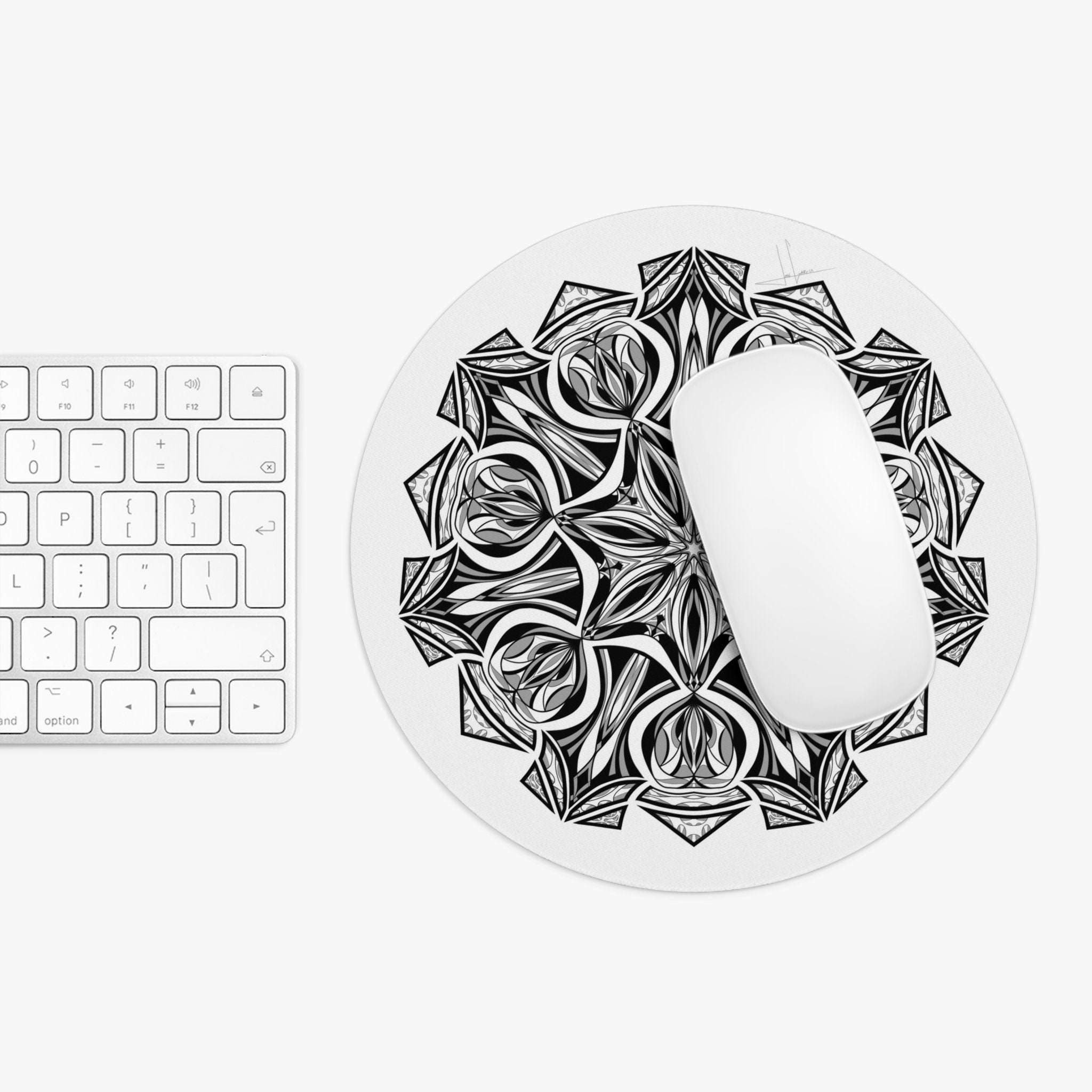 Cute Circular Mouse Pad With Hand Drawn Graphic on White Office Decor ...