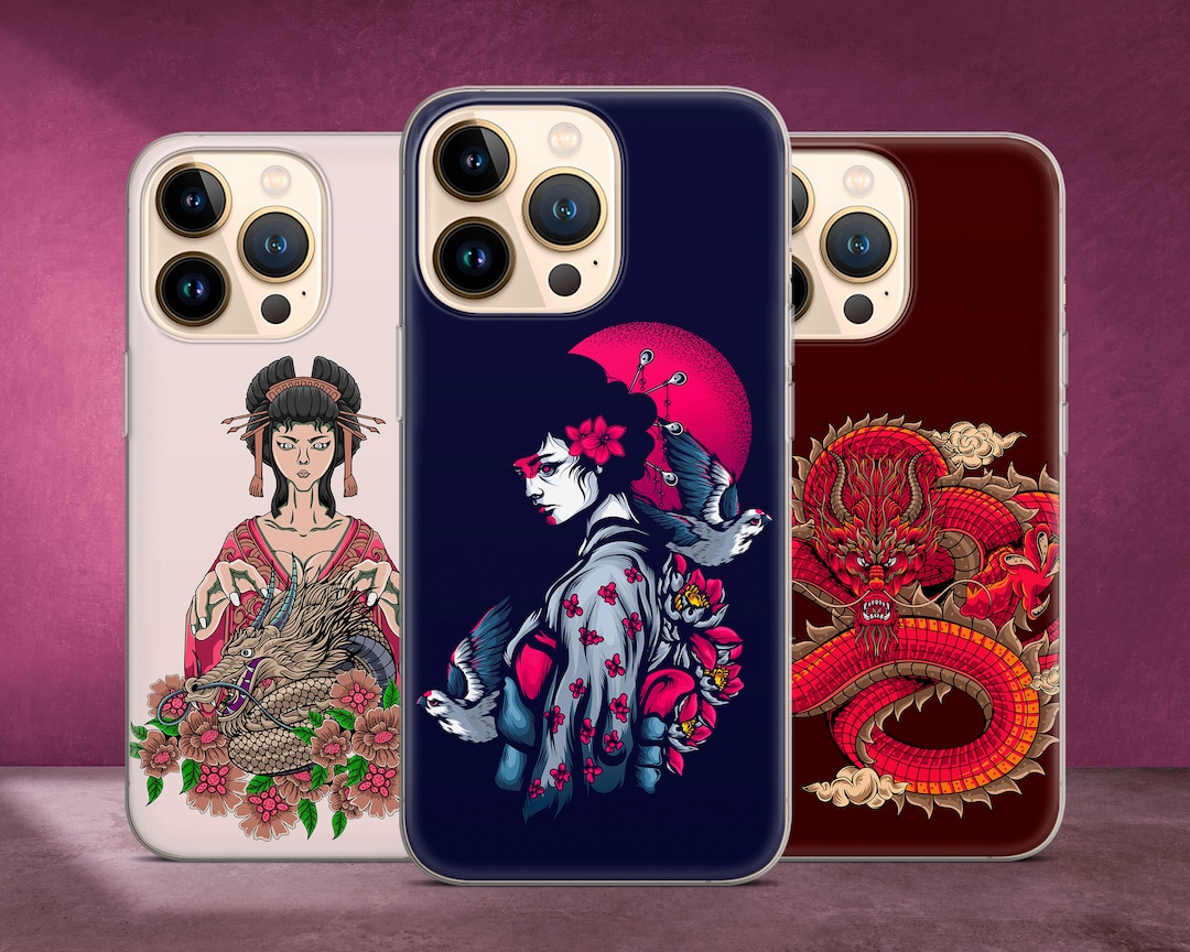 Geisha & Red Dragon Japanese Phone Case - Art-inspired Design for ...