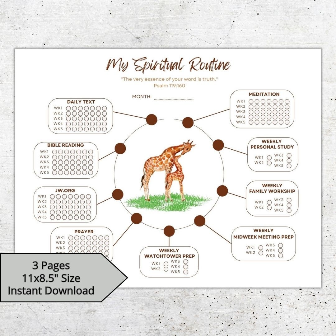 JW Spiritual Routine Activity Tracker, JW Spiritual Checklist, JW ...