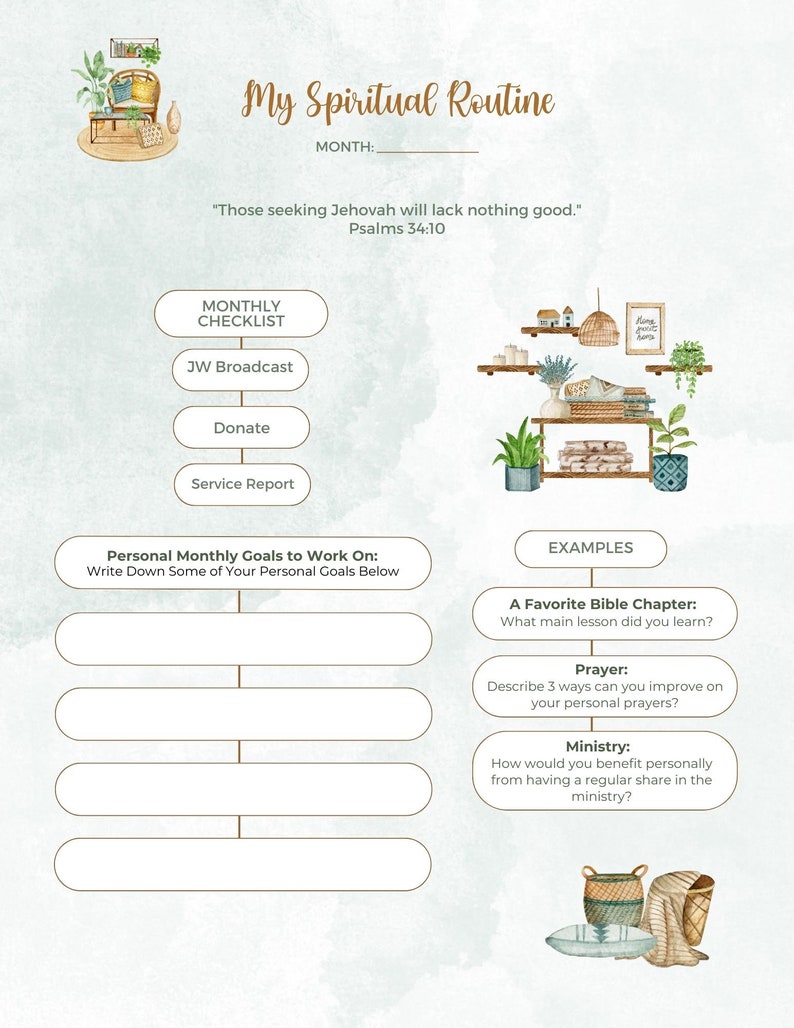 JW Spiritual Routine Activity Tracker Jehovah's Witnesses - Etsy